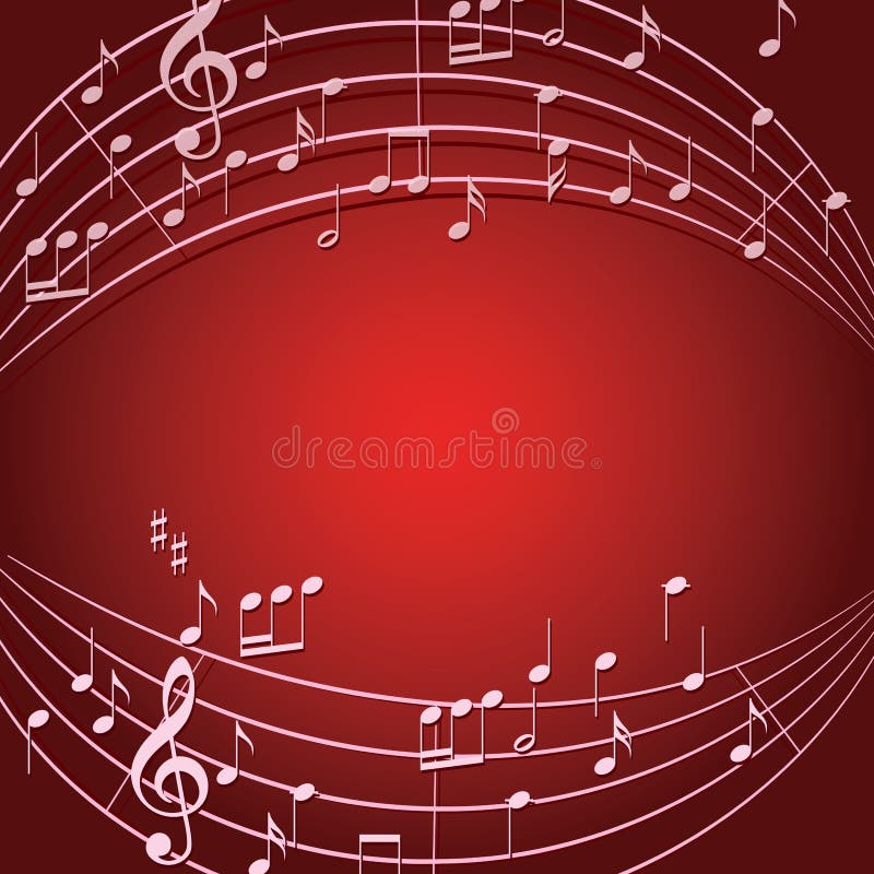 Red Background with Light Color Music Notes for Musical Events - Stock ...