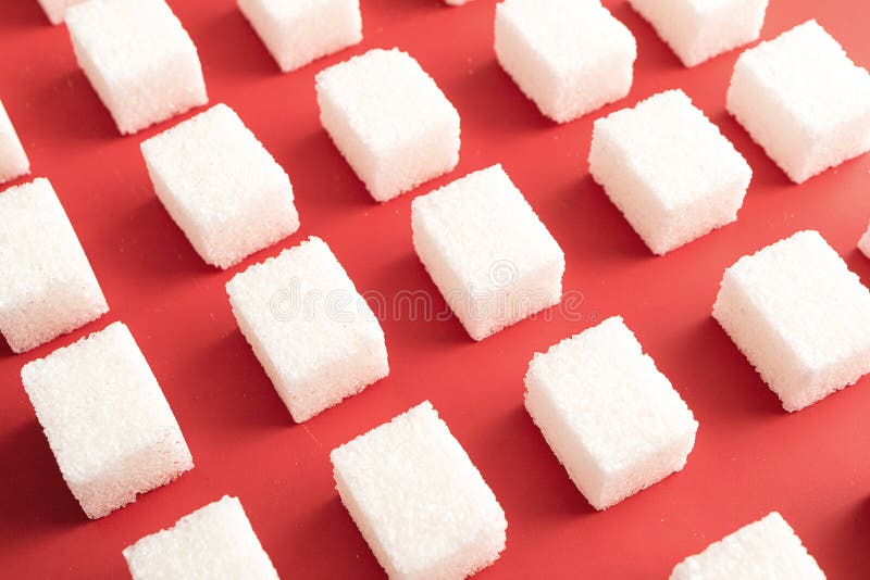 Red Background and Lump Sugar Stock Image - Image of diet, cube: 117663847