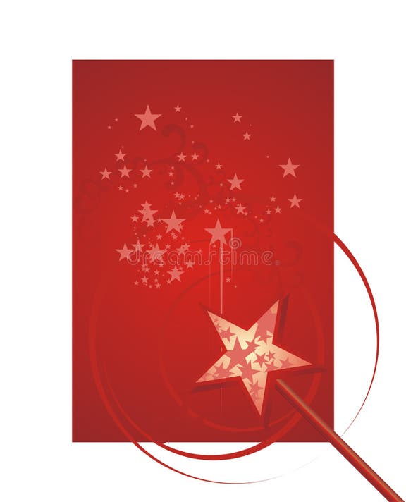 Red Background with Magic Wand Stock Vector - Illustration of festive ...