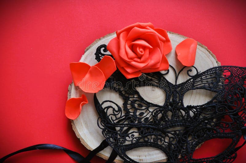 Red Background with Mask between Roses Stock Illustration ...