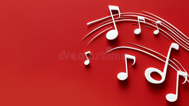 Red Background Music Notes Abstract Music Melody Rhythm Harmony Sound ...