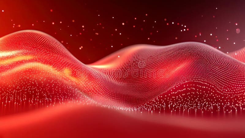 Red Background, Red Particles Move in the Form of Waves from Left To ...