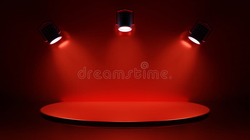 Red Background Round Podium for Cosmetic Product, Object. Empty ...