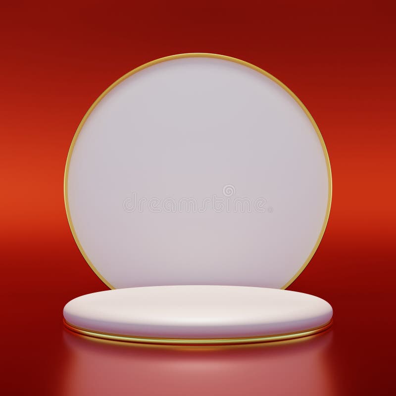Red Background Round Podium for Cosmetic Product, Object. Empty ...