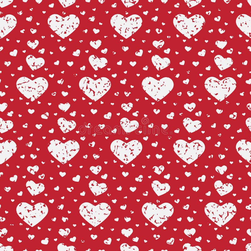 Red Background Seamless Pattern with Heart Repeating Stock Illustration ...