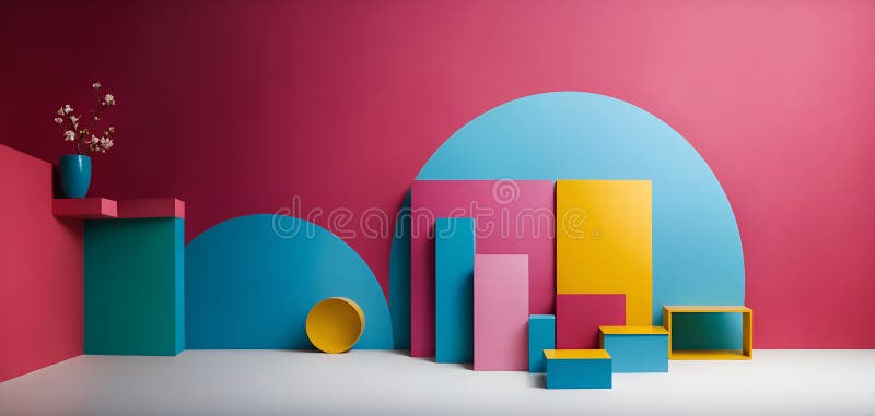 Bright Red Background – Abstract Composition with Colored Zones Stock ...