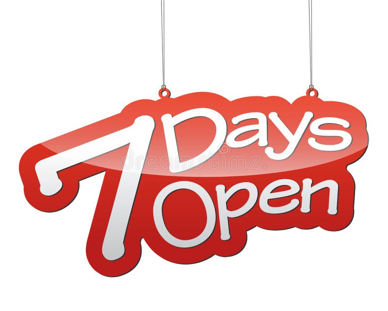 7 Days Open stock vector. Illustration of metal, communication - 19177814