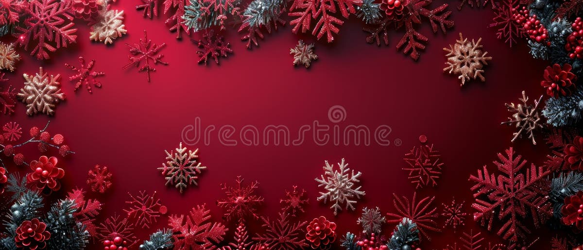 Red Snowflake Border Stock Illustrations – 22,123 Red Snowflake Border ...