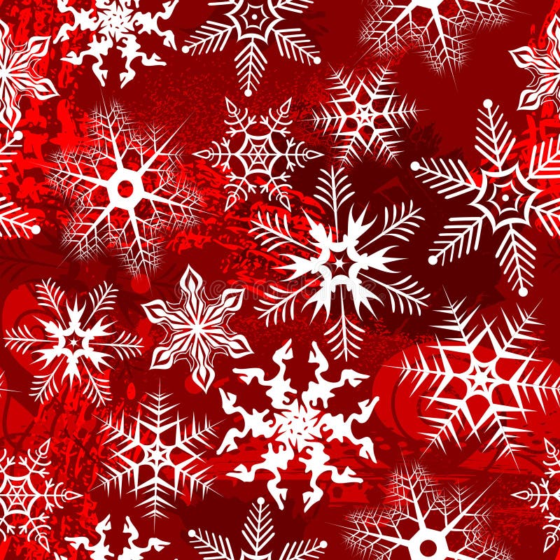 Red Christmas Snowflakes Seamless Pattern Stock Vector - Illustration ...