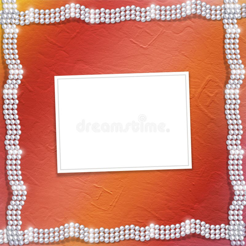 Red Background with White Beautiful Pearls Stock Illustration ...