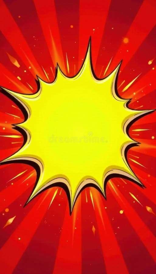 Red Background, Yellow Starburst Explosion, Comic Style, Streak, Anime ...