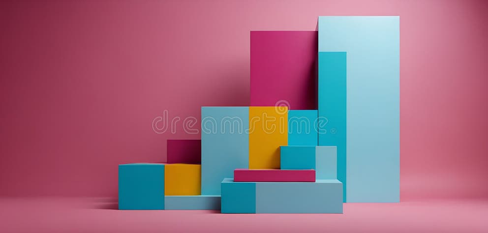 Red Background with a Zone of Colored Rectangles in the Center, Bright ...