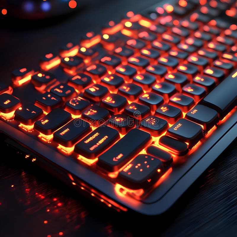 Red Backlit Keyboard Closeup - 3D Illustration Stock Illustration ...