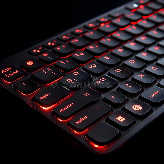 Red Backlit Keyboard Closeup - Illustration Stock Illustration ...