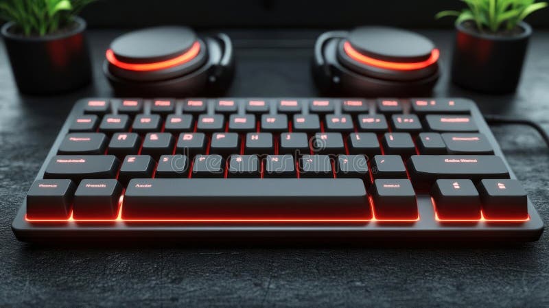 Red Backlit Keyboard Setup stock photo. Image of gaming - 368971108