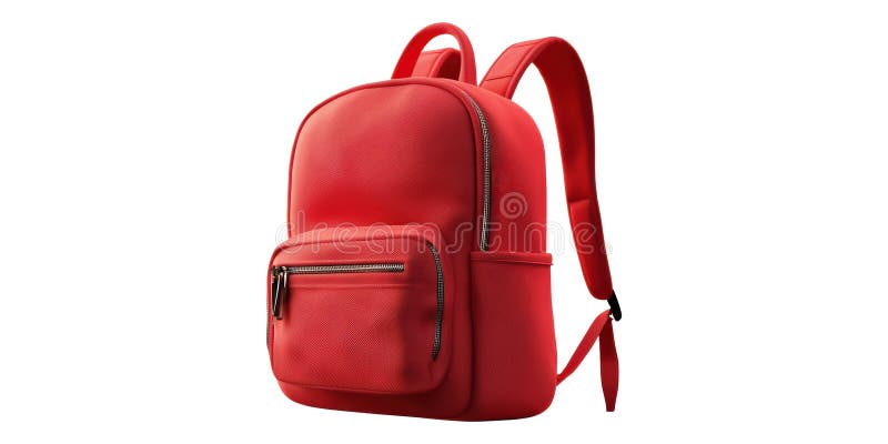 Red Backpack 3D Isolated on Transparent Background Stock Image - Image ...