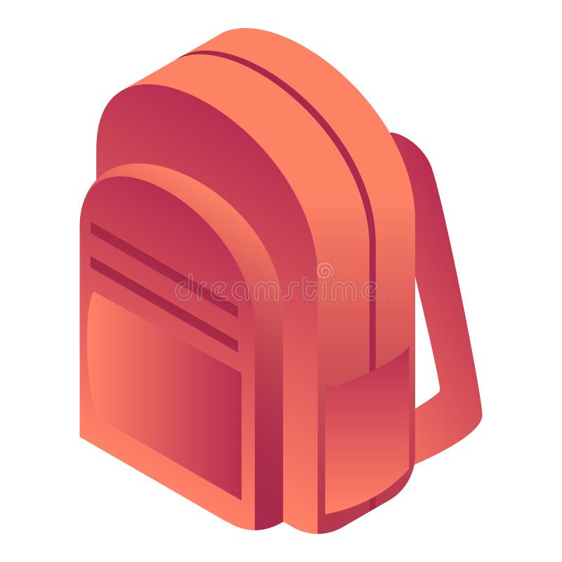 Red Backpack Icon, Isometric Style Stock Vector - Illustration of ...