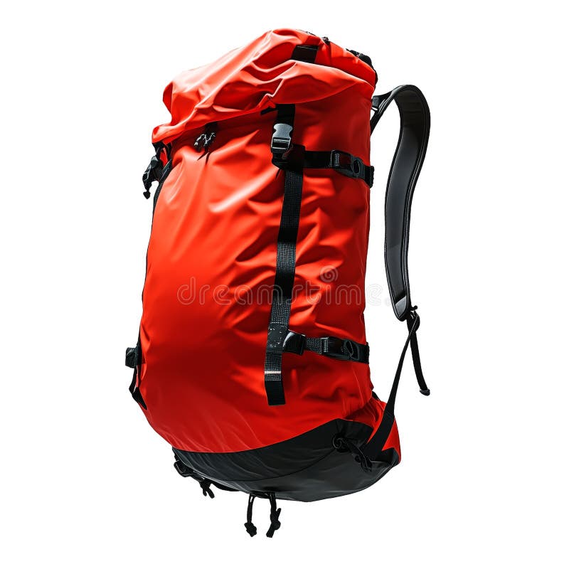 A Set of Red Backpack with Multiple Compartments, Zippers, and ...