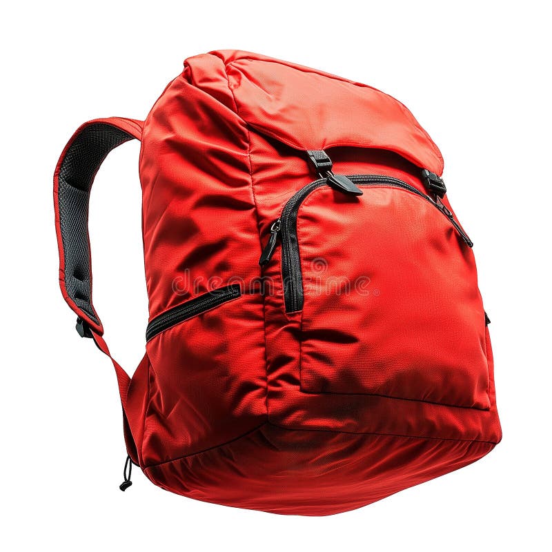 A Set of Red Backpack with Multiple Compartments, Zippers, and ...