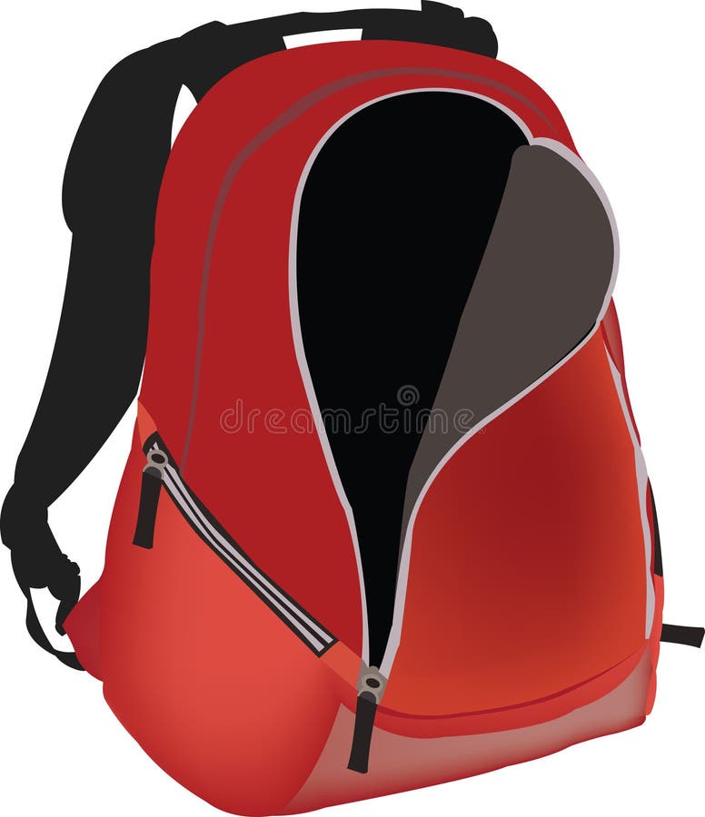 Red Backpack Standing Open Displaying Empty Interior Stock Vector ...
