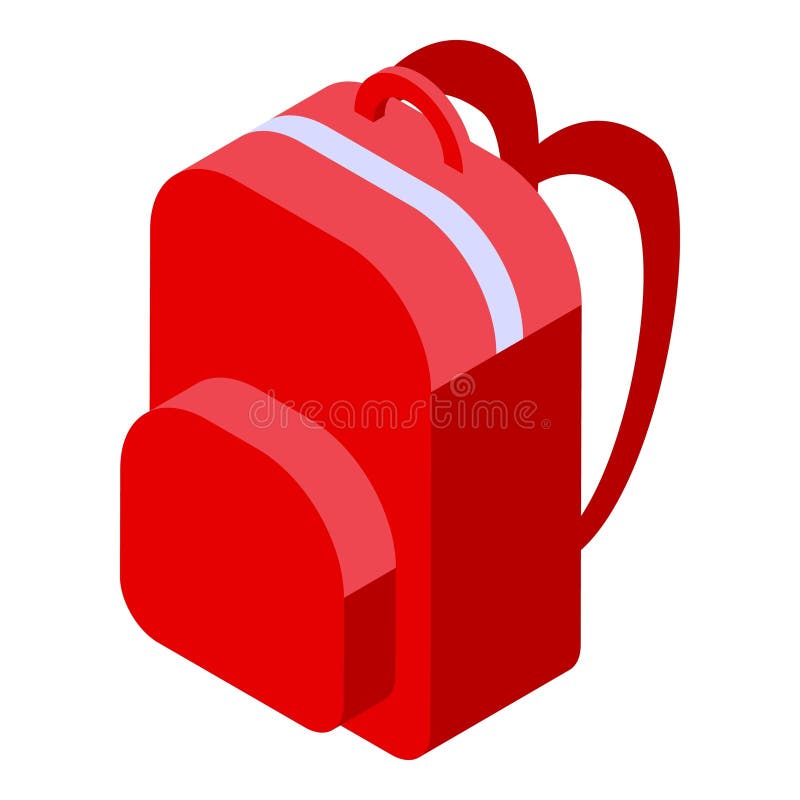 Red Backpack Standing Up Isometric Illustration Stock Vector ...