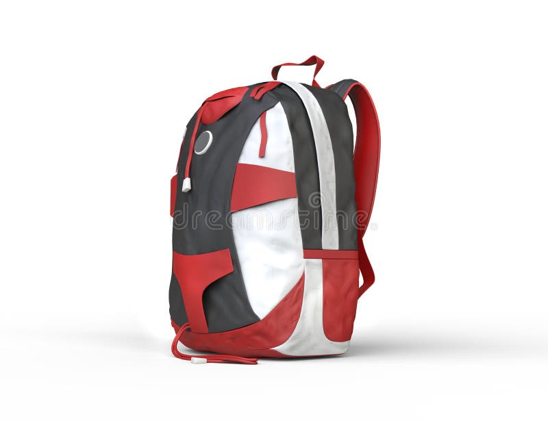 Red Backpack on White Background - Side View Stock Photo - Image of ...