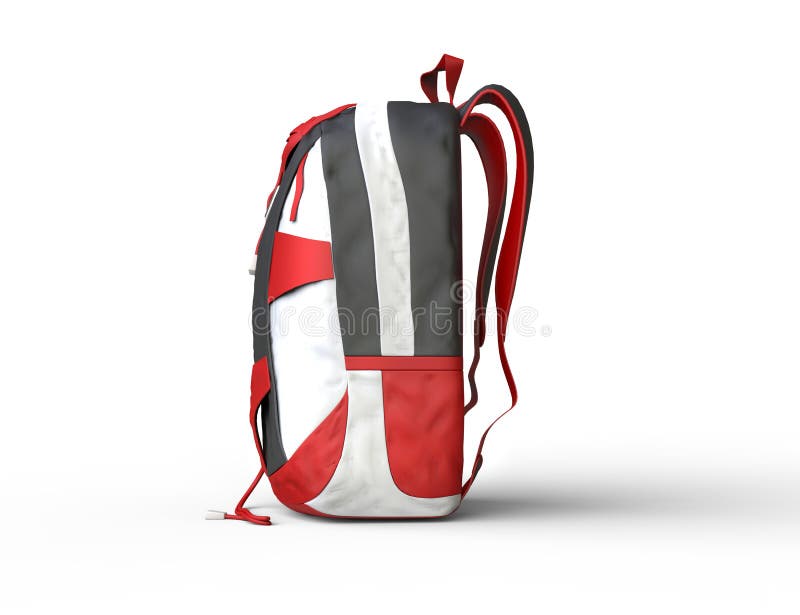 Red Backpack on White Background - Side View Stock Photo - Image of ...