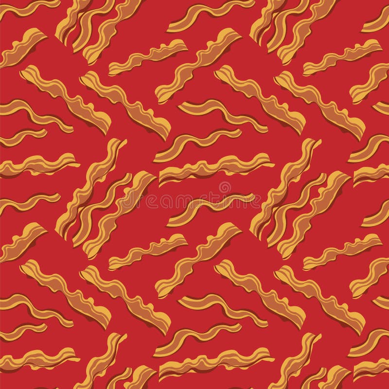 Bacon Vector Textile Print Food Seamless Pattern. Background with Pork ...
