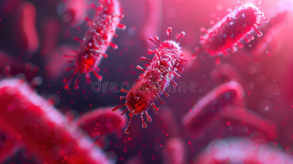 The Microscopic Red Bacteria.AI Generated Image Stock Photo - Image of ...
