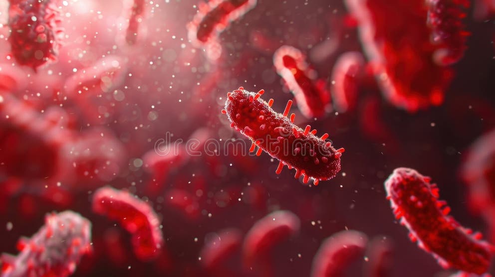 The Red Bacteria Microorganisms..AI Generated Image Stock Photo - Image ...