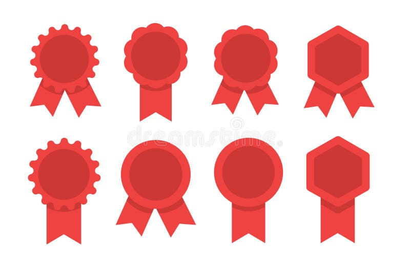 Red Badges and Ribbons. Vector Illustration Stock Vector - Illustration ...