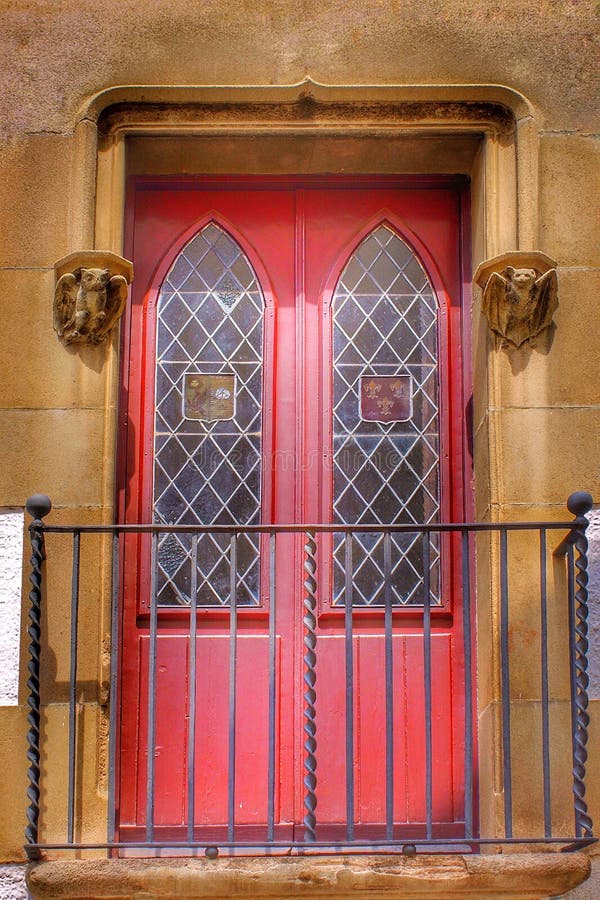 Red balcony stock image. Image of europe, house, metal - 136523917