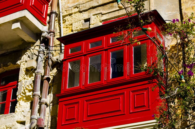 Red Balcony - Valletta, Malta Stock Image - Image of home, front: 35393013