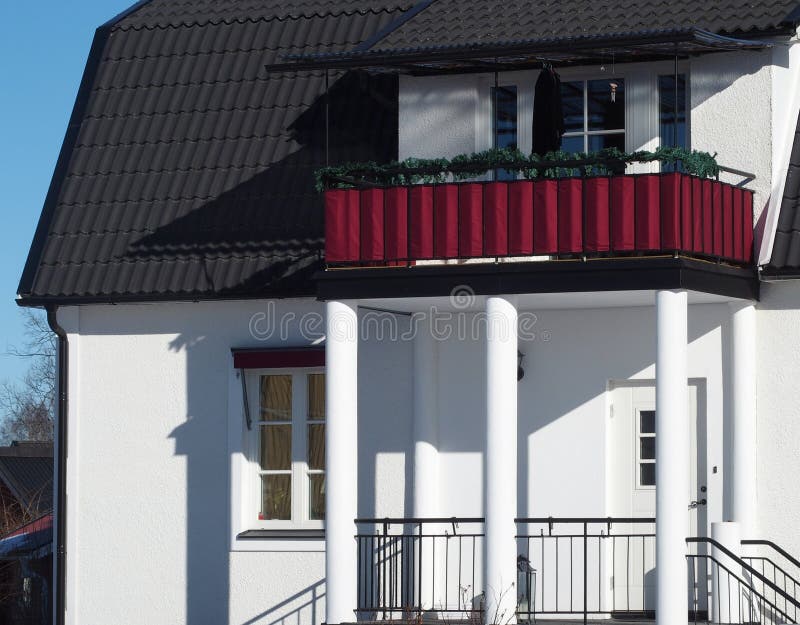 The red balcony stock photo. Image of design, home, house - 67422790