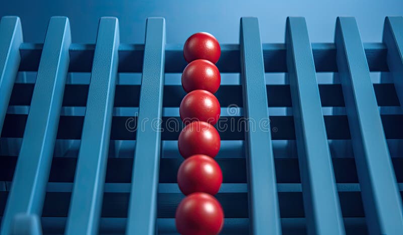 Red Ball in Blue Abacus Displaying Graphic Linearity AI Generated Stock ...