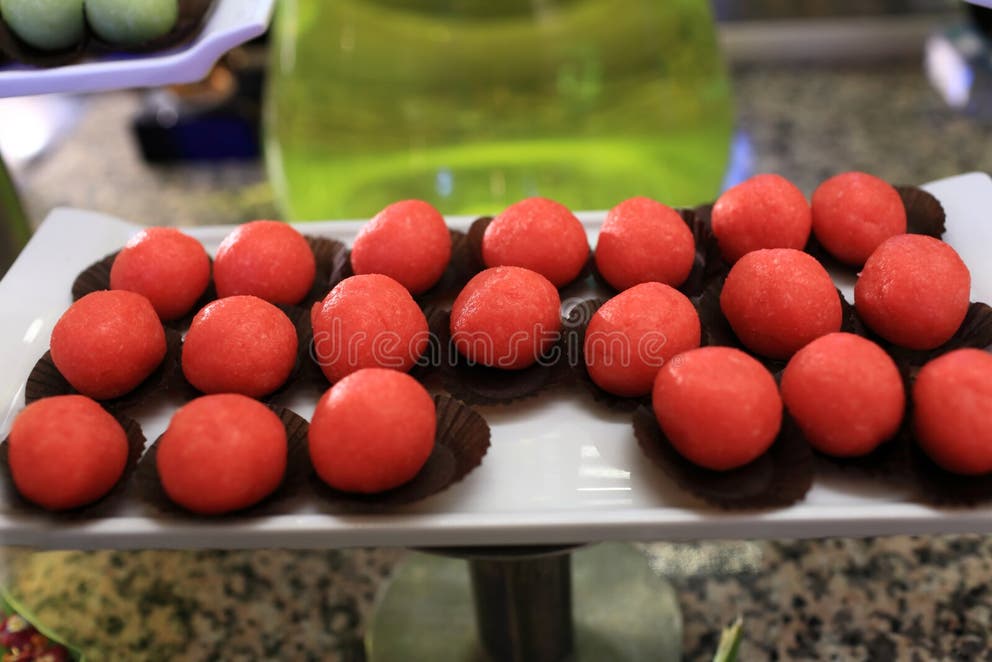 Red ball cakes stock photo. Image of freshness, ball - 46689452