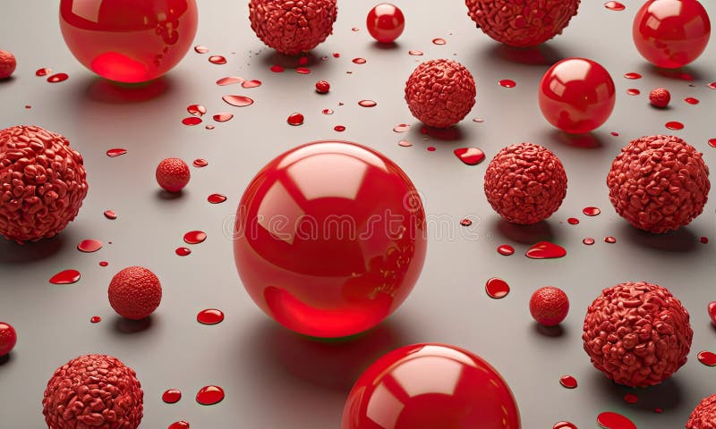 A Red Ball is in the Center of a Group of Red Balls. Stock Illustration ...