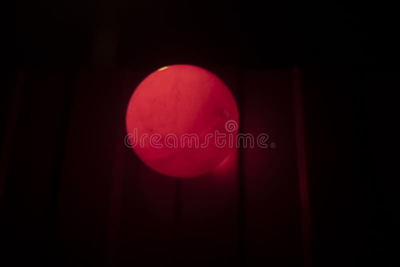 Red Ball in Dark. Signal Lamp on Fence Stock Photo - Image of green ...