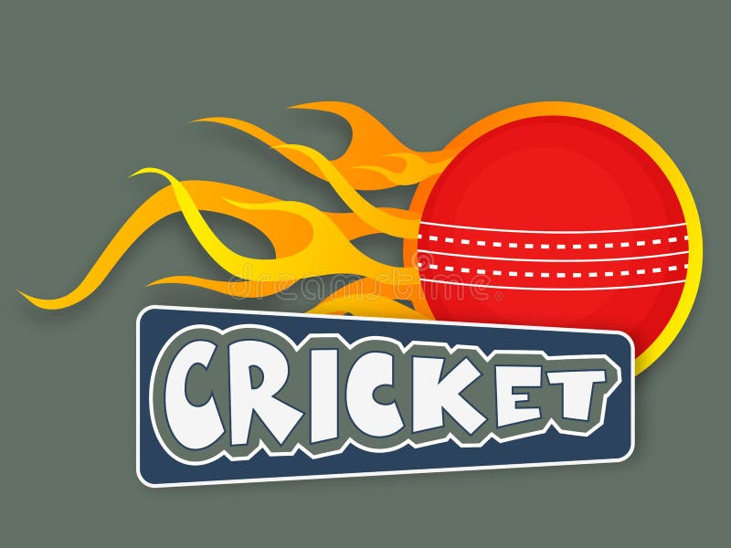 Red Ball in Flame with Text for Cricket Concept. Stock Illustration ...