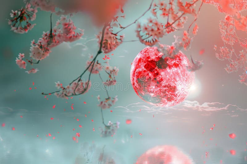 Red Ball Floating on Water, a Dreamlike Composition Featuring a Red ...