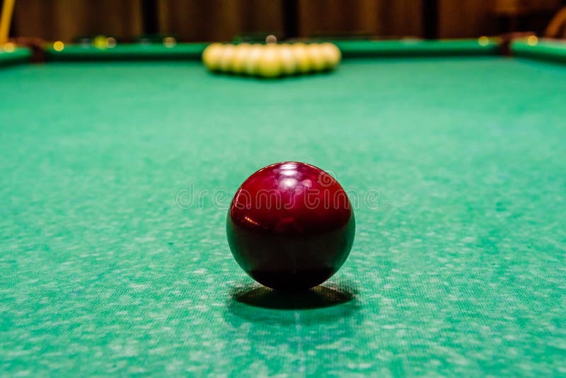Red Ball on the Green Cloth. Russian Billiard Stock Image - Image of ...