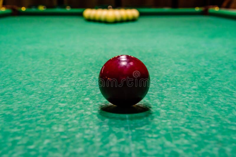 Red Ball on the Green Cloth. Russian Billiard Stock Image - Image of ...