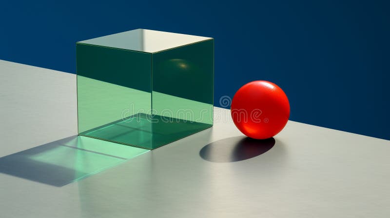 Red Ball and Green Cube. Beautiful Illustration Picture Stock ...