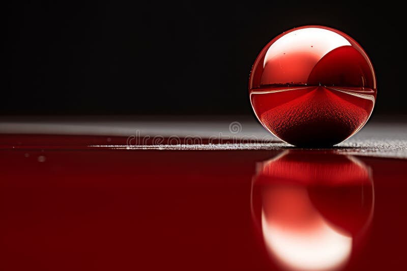 A Red Ball Sitting on Top of a Reflective Surface Stock Illustration ...