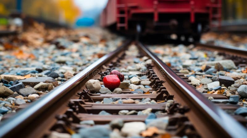 A Red Ball is Sitting on the Tracks of a Train Stock Illustration ...