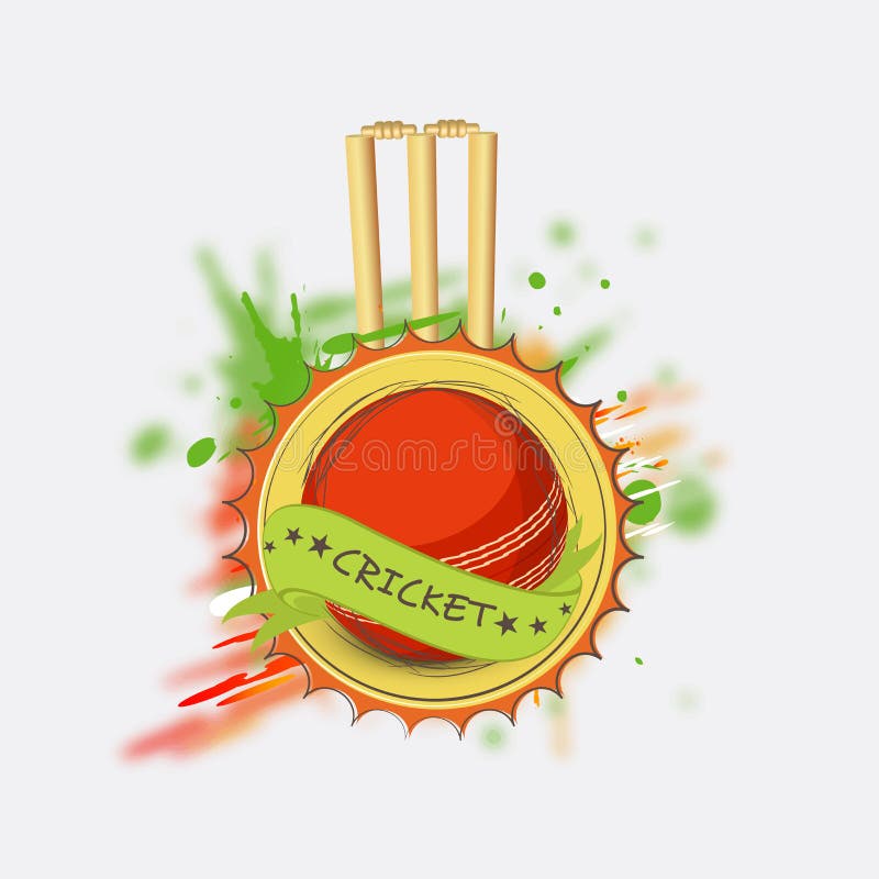 Red Ball with Wicket Stumps for Cricket. Stock Illustration ...