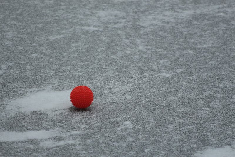 Red Ball on the Winter Road Stock Photo - Image of asphalt, road: 108829366