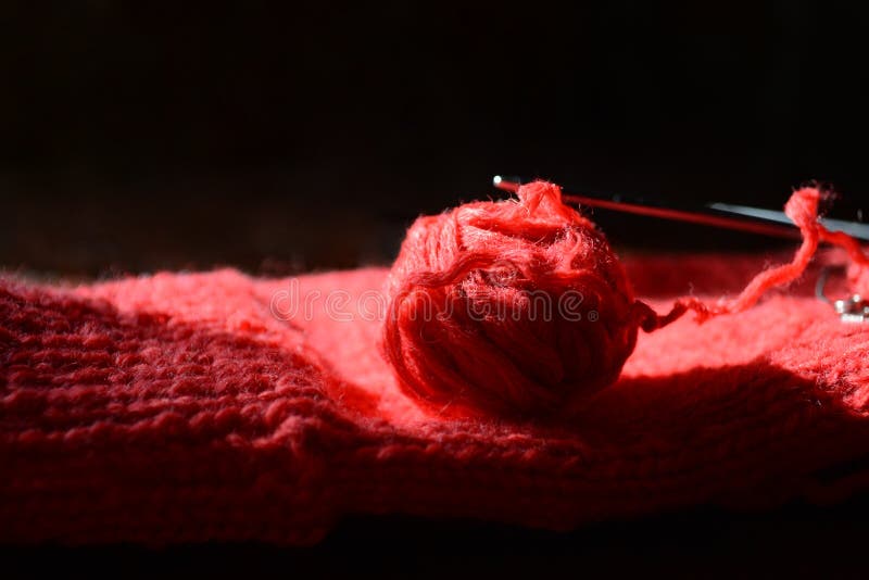 Red ball of yarn stock image. Image of natural, fiber - 179286615