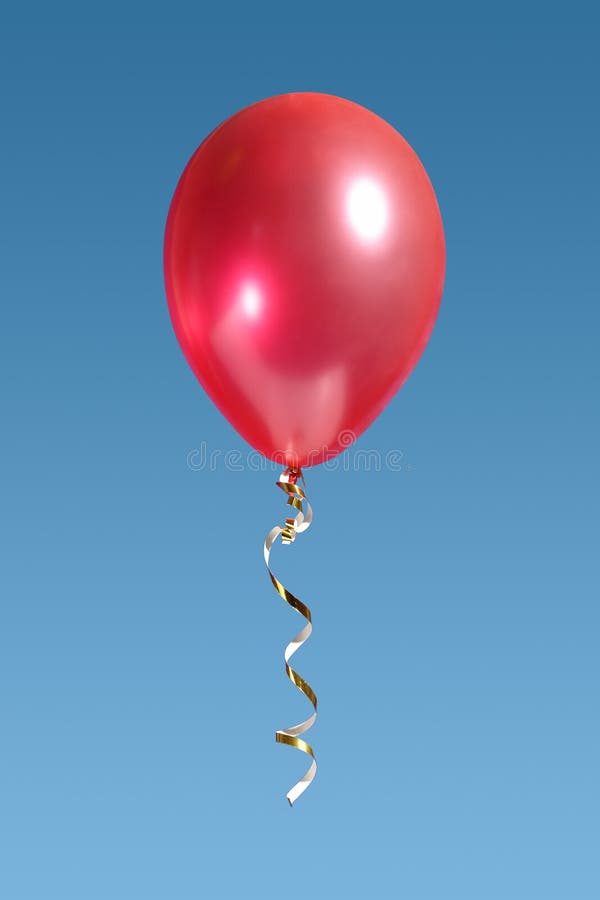 Red balloon stock photo. Image of blue, ribbon, rising - 7585350