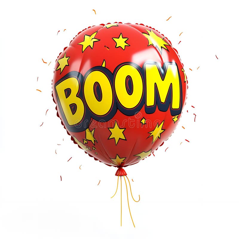 Red Balloon with BOOM Comic Word Art Design for Celebration Party Stock ...